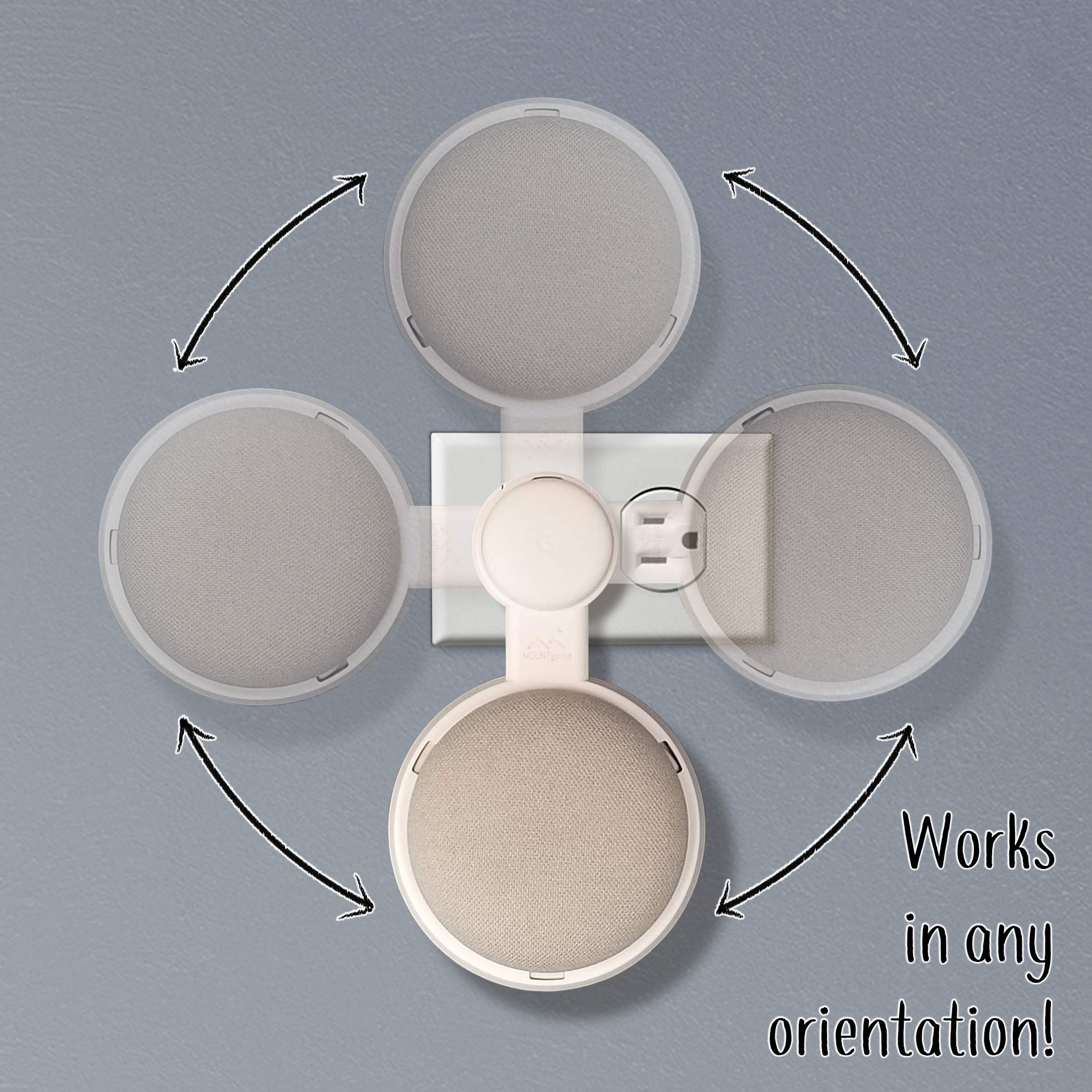 The Mini Genie for Google Nest Mini (2nd Gen) | Multi-Pack Disc. | Lowest Profile | No Ugly Bulk | Vertical or Horizontal | Outlet Wall Mount Hanger Stand (White, 1-Pack)