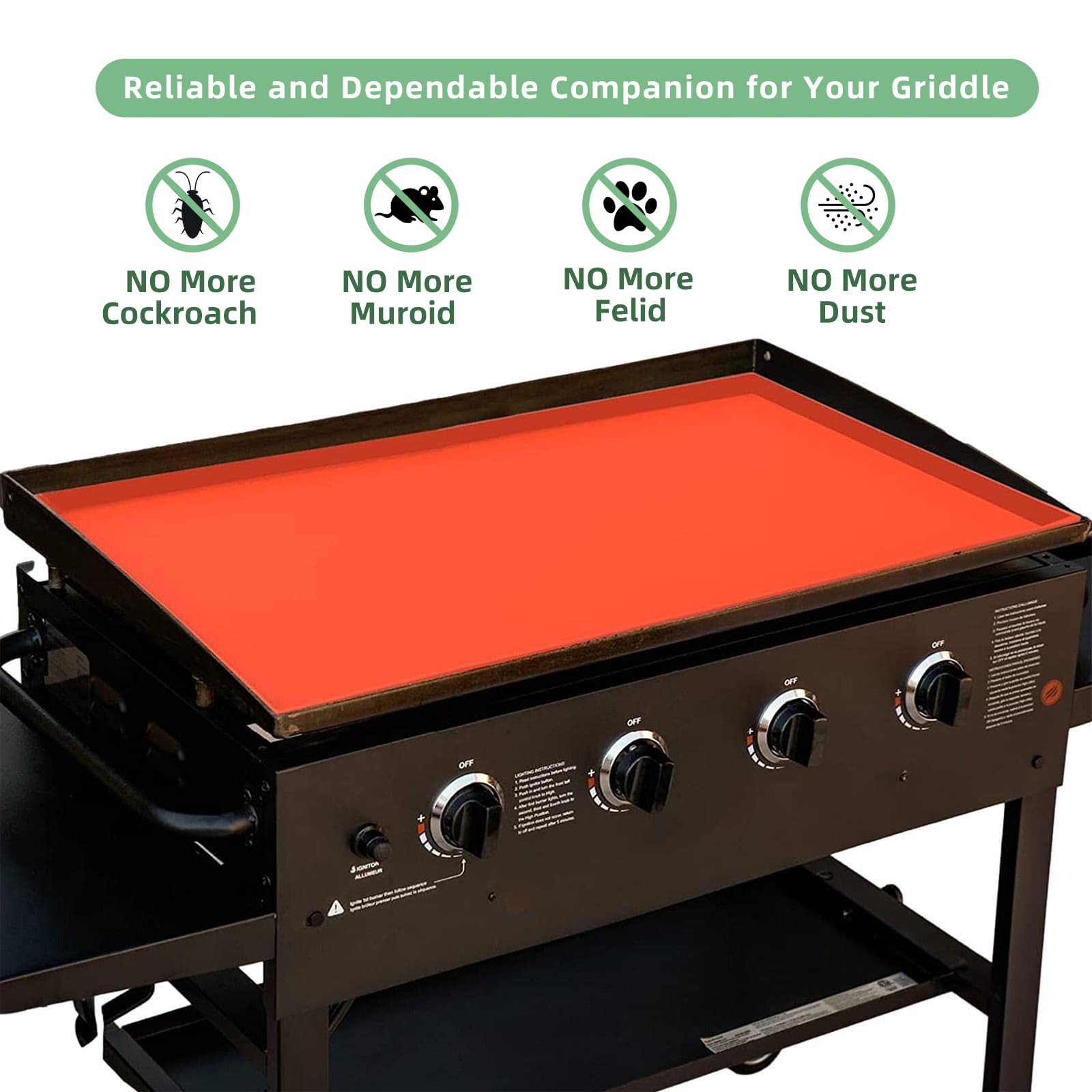 Silicone Griddle Mat for 36 Inch Blackstone Griddle,36" Blackstone Griddle Cover Heavy Duty Food Grade Silicone Mat Top,Protective Grill from Debris, Rodents, Rust