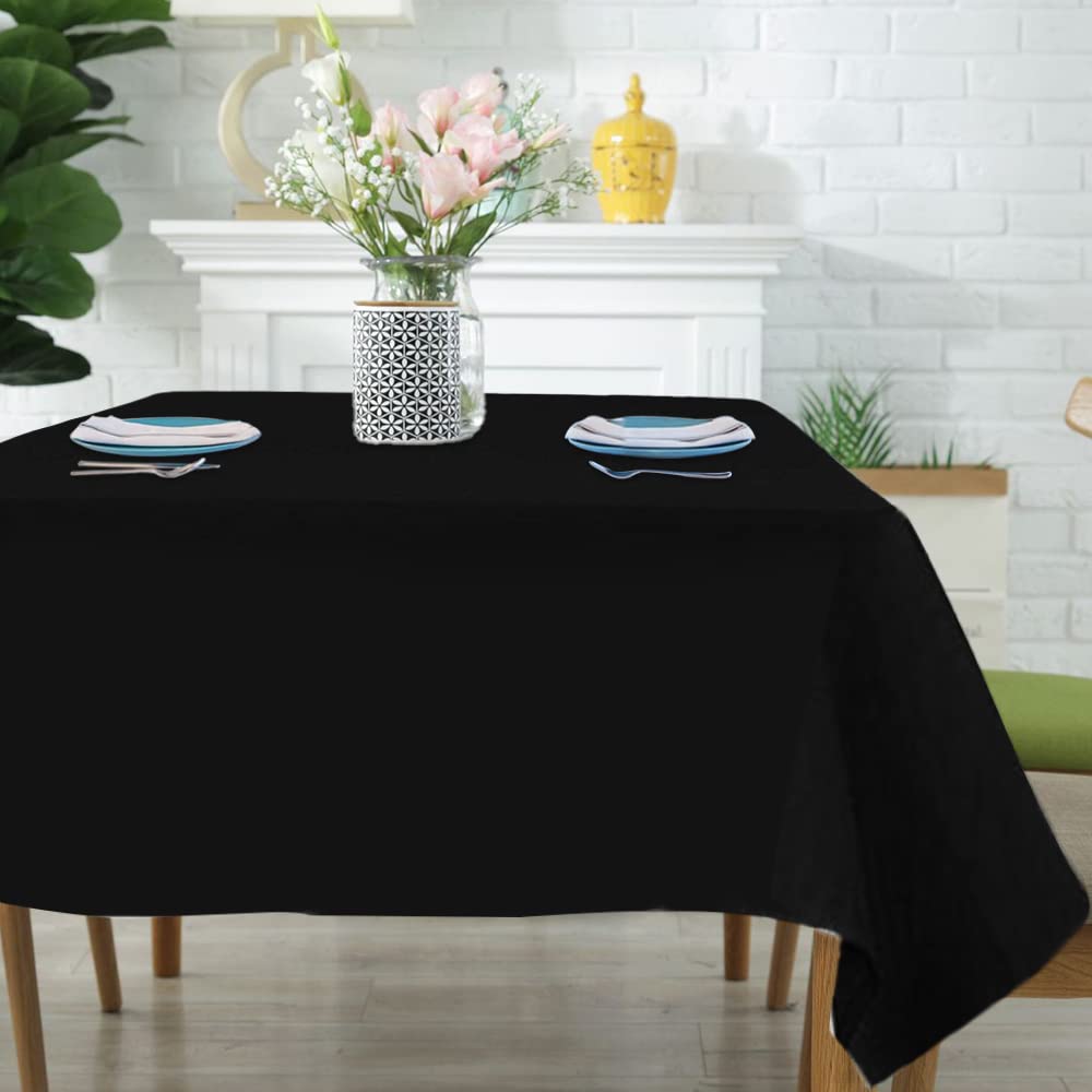TRLYC Polyester Tablecloth - 90x132 Black Tablecloth 100% Polyester 6FT Wedding Table Linen