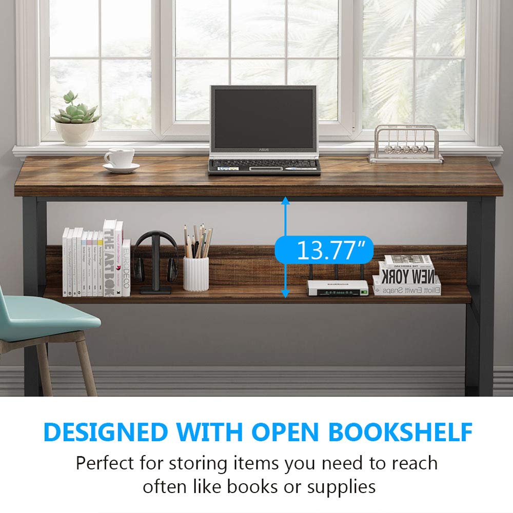 Tribesigns 55 Computer Desk with Storage shelf , Writing Desk Office Desk Study Table Workstation for Home Office,Rustic