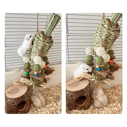 Tzou Hanging Chewing Toys Molar Grass Cake Rattan Ball Teeth Grinding Toy for Guinea Pigs Chinchillas Hamsters Rats Bagged