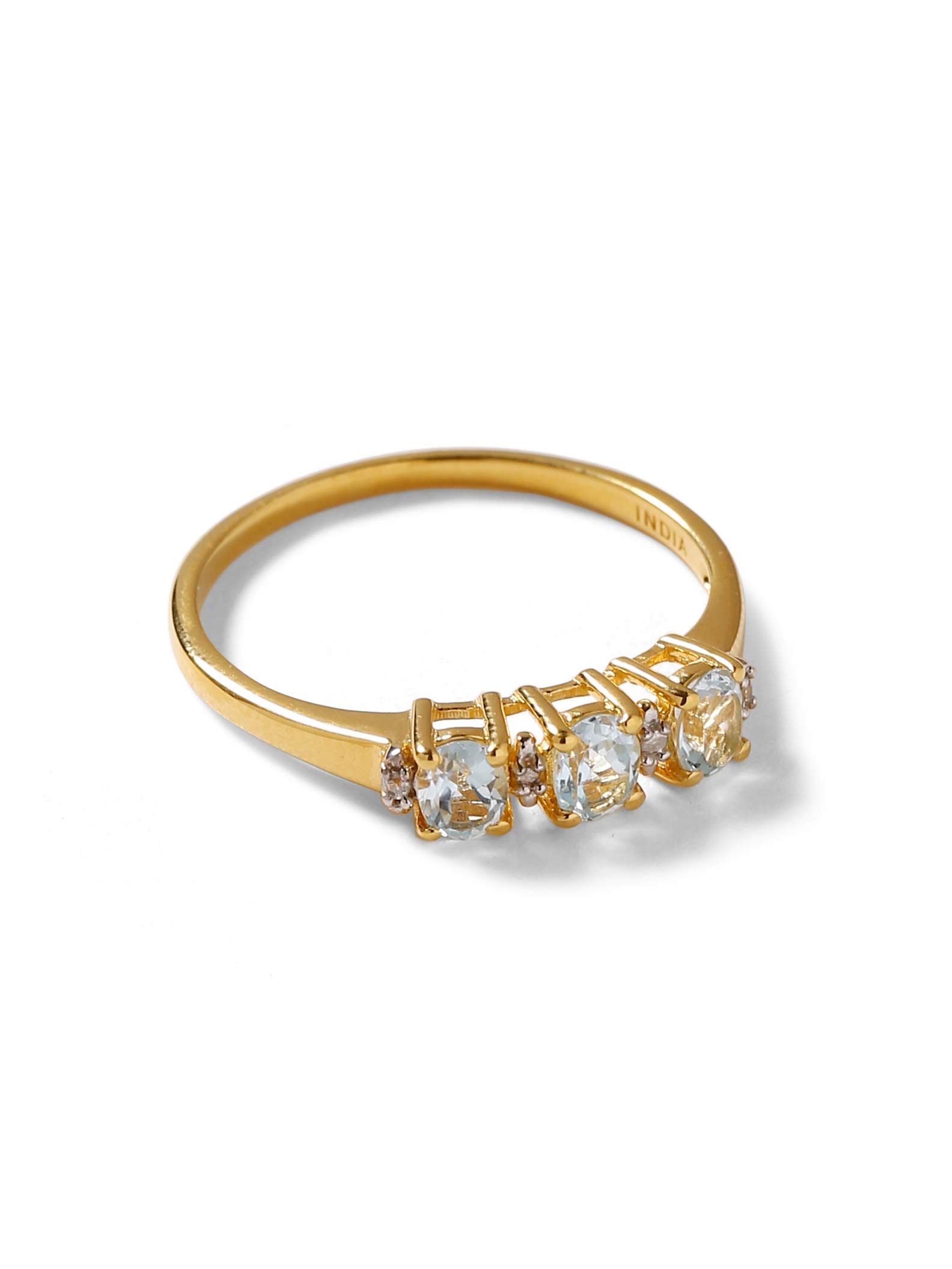 YoTreasure 0.46 Ct. Sky Blue Topaz Solid 10k Yellow Gold Ring Jewelry (7)