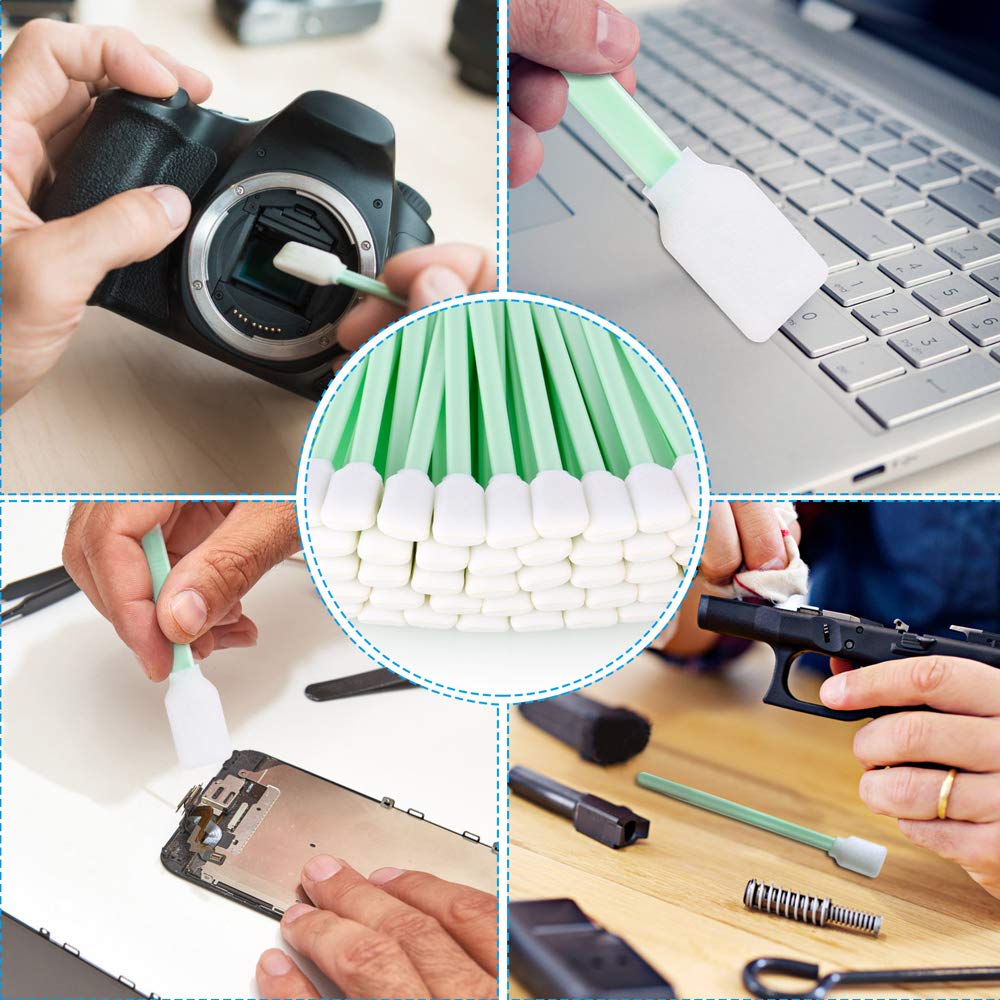 Wellgler's 200pcs 5.11" Foam Swabs, Square Rectangle Cleaning Swab，for Solvent Format Inkjet Printer Roland Optical Equipment