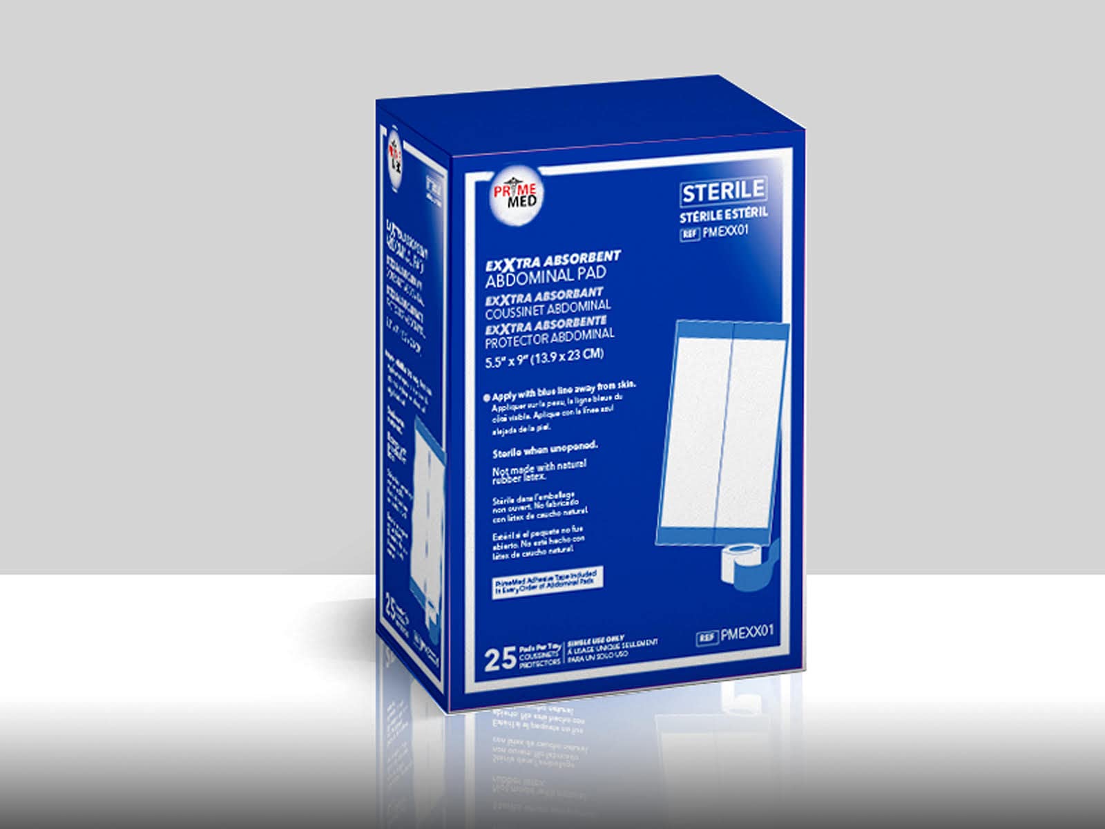 Sterile Abdominal Pad 5 inch x 9 inch Combination Pads, 25 Pack of ABD Pads