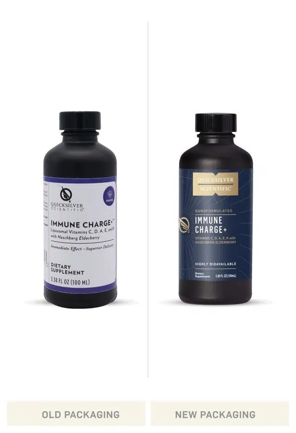 Quicksilver Scientific Immune Charge+ - Elderberry Immune Support with 10,000 IU Vitamin D3, 25,000 Vitamin A, Vitamin C, E, K1 & K2 for Immune Health & Lung Support (100ml)
