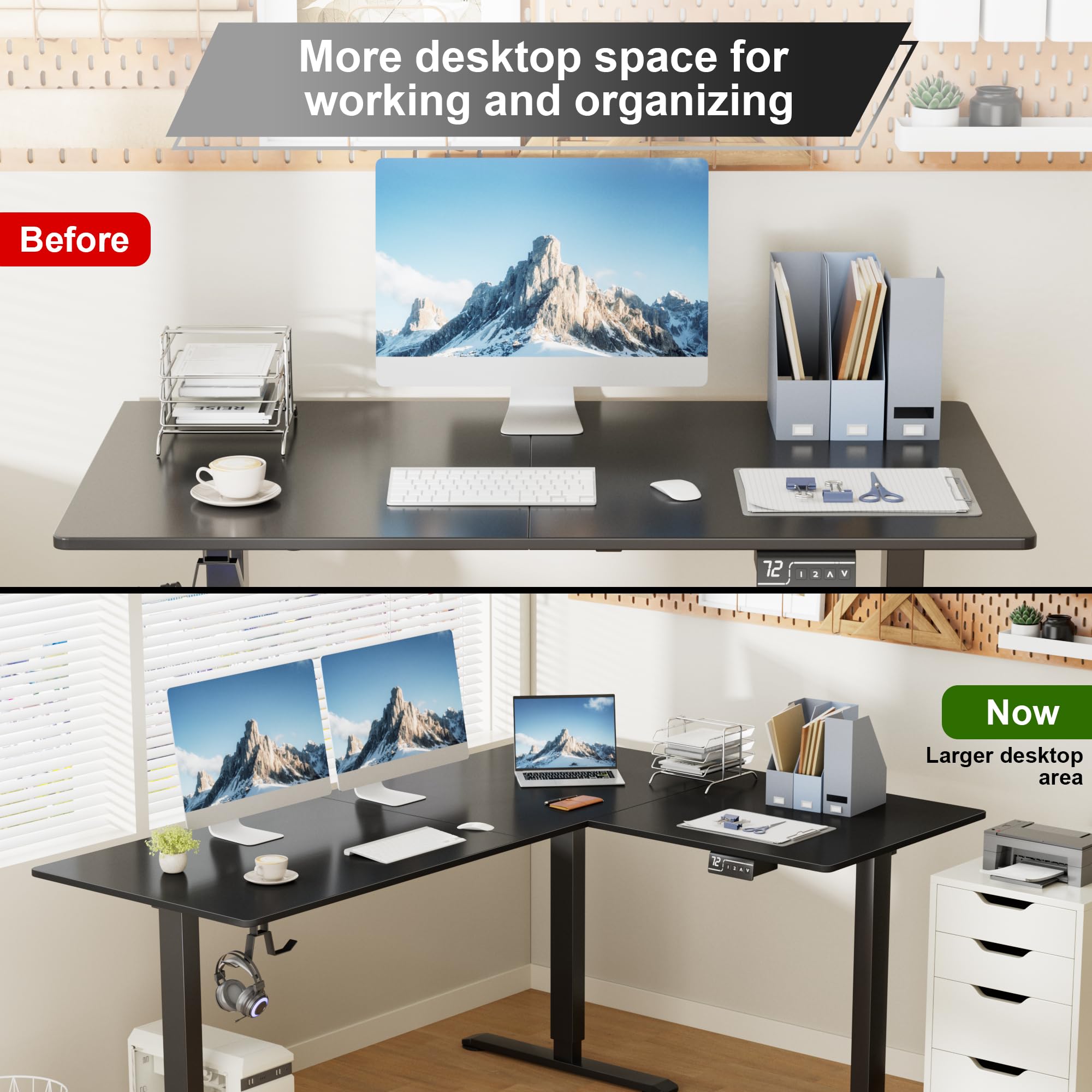 Shahoo Electric Stand Up Desk Frame, Dual Motor Ergonomic Height Adjustable Table Legs with Memory Controller, White, 47 x 23 Inches