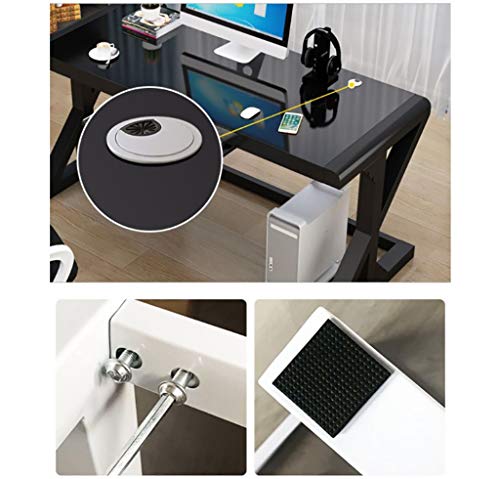 YWDNZ Home Office Desks Computer Desk Furniture/Tempered Glass Computer Desk Desk, X-Shaped Steel Frame Home Office Computer Desk, Workstation, (Color : A)