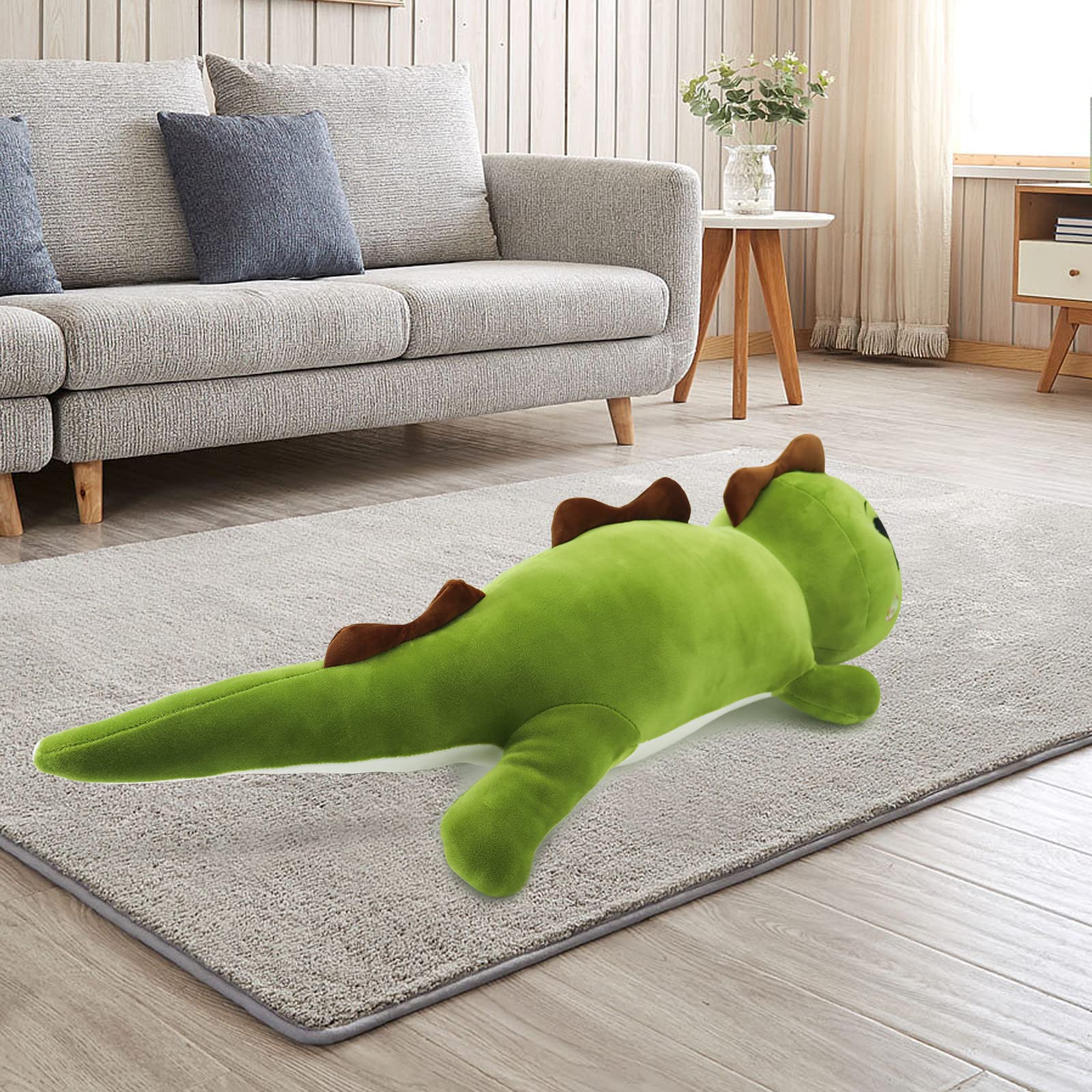 waypool 3LB Weighted Dinosaur Plush Weighted Stuffed Animals Cute Dinosaur Plushies Toys Dolls Throw Pillows for Christmas (Green, 39.4")