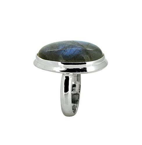 YoTreasure 16x24 MM Labradorite Solid 925 Sterling Silver Statement Ring