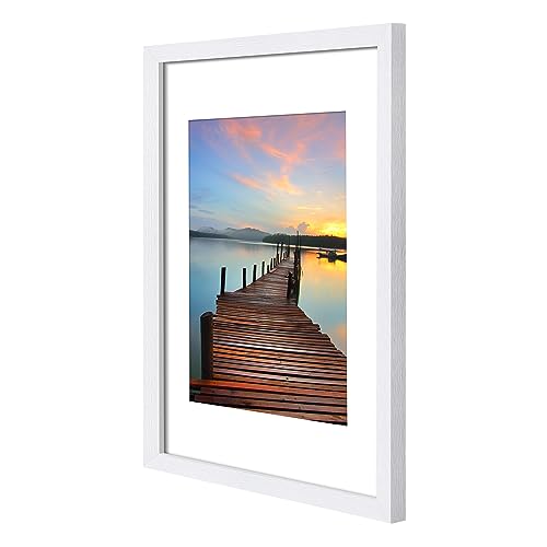 Sindcom 11x14 Picture Frame 3 Pack, Poster Frames with Detachable Mat for 8x10 Prints, Horizontal and Vertical Hanging Hooks for Wall Mounting, White Photo Frame for Gallery Home Décor