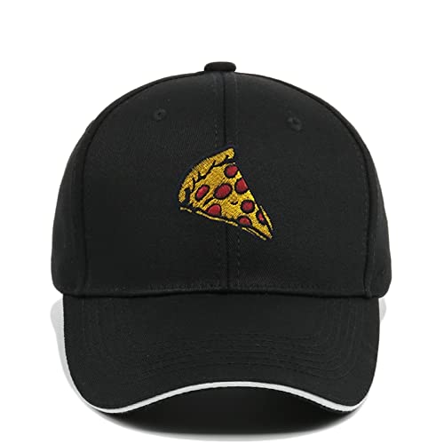 YUNXIBASECAP Pepperoni Pizza Embroidery Baseball Cap Dad Hat Unisex Adjustable Hip hop Pizza Cap(Black Sandwich White)