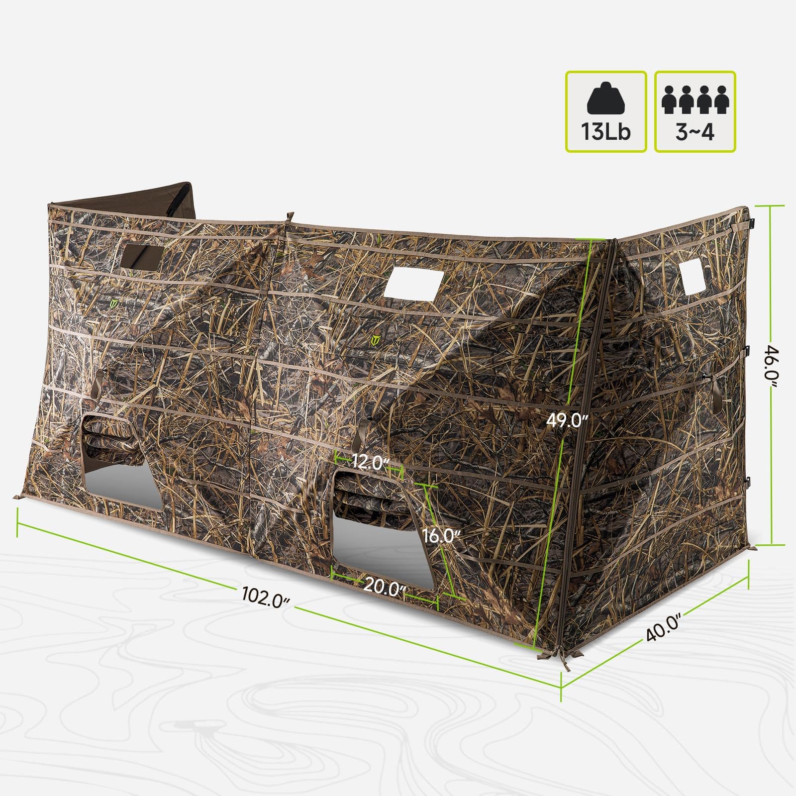 TIDEWE Hunting Blind Panel with Carrying Bag, 3-4 Person Pop-up Waterfowl Blinds, Resilient Field Duck Hunting Tent(Next Evos)