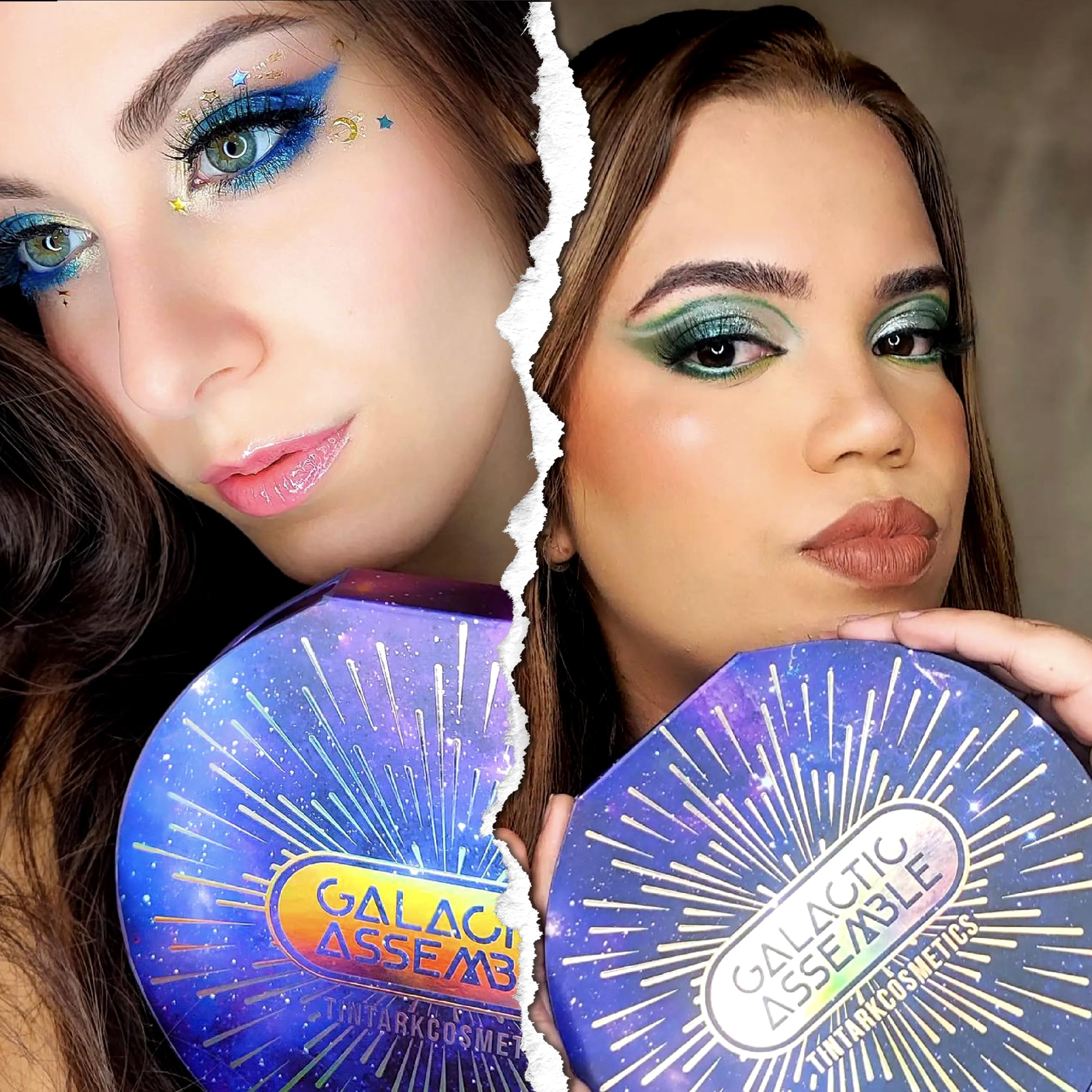 Tintark Galactic Assemble Eyeshadow Palette 14 Colors Glitter Shimmer Metallic Eye Shadow Pallet Brown Blue Galaxy Eye Makeup Palettes Create Space-like Eyes Make up Vegan & Talc Free