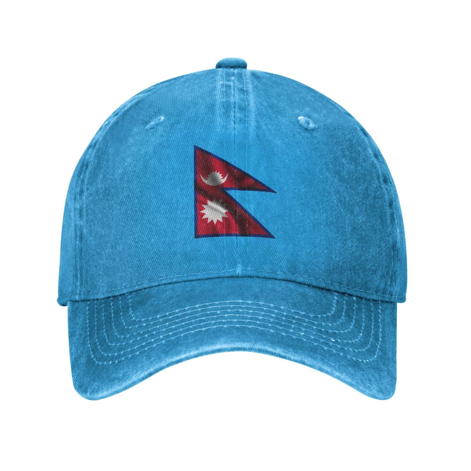 Silk Style Flag of Nepal Baseball Cap for Men Women Hats Adjustable Vintage Washed Cotton Dad Hat Blue