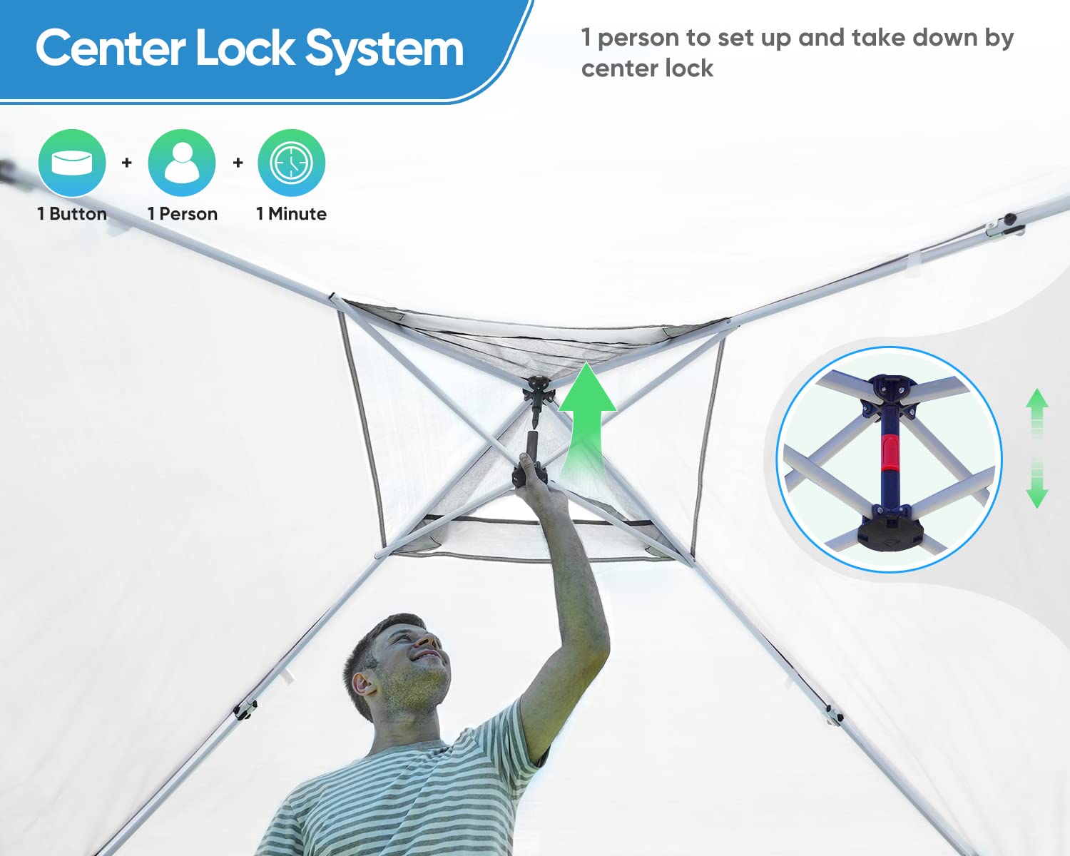 Quictent 10x10 Pop up Canopy Tent Easy One Person Set up, Portable Instant Shelter with Vent, Ez up Canopy with Reflective Top and Fluorescent Rope for Camping Backyard Patio-White