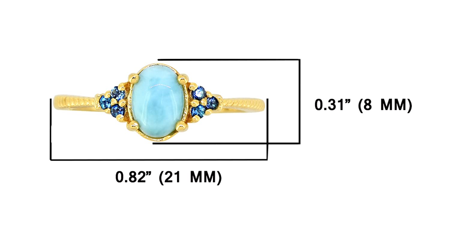 YoTreasure 18kt Gold Over Silver Larimar & London Blue Topaz Dainty Ring