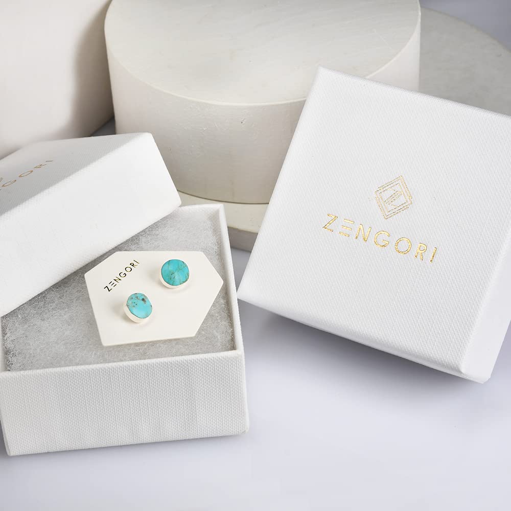 ZENGORI 1 Pair 925 Sterling Silver Natural Freeform Turquoise Stud Earrings Women Jewelry SS043
