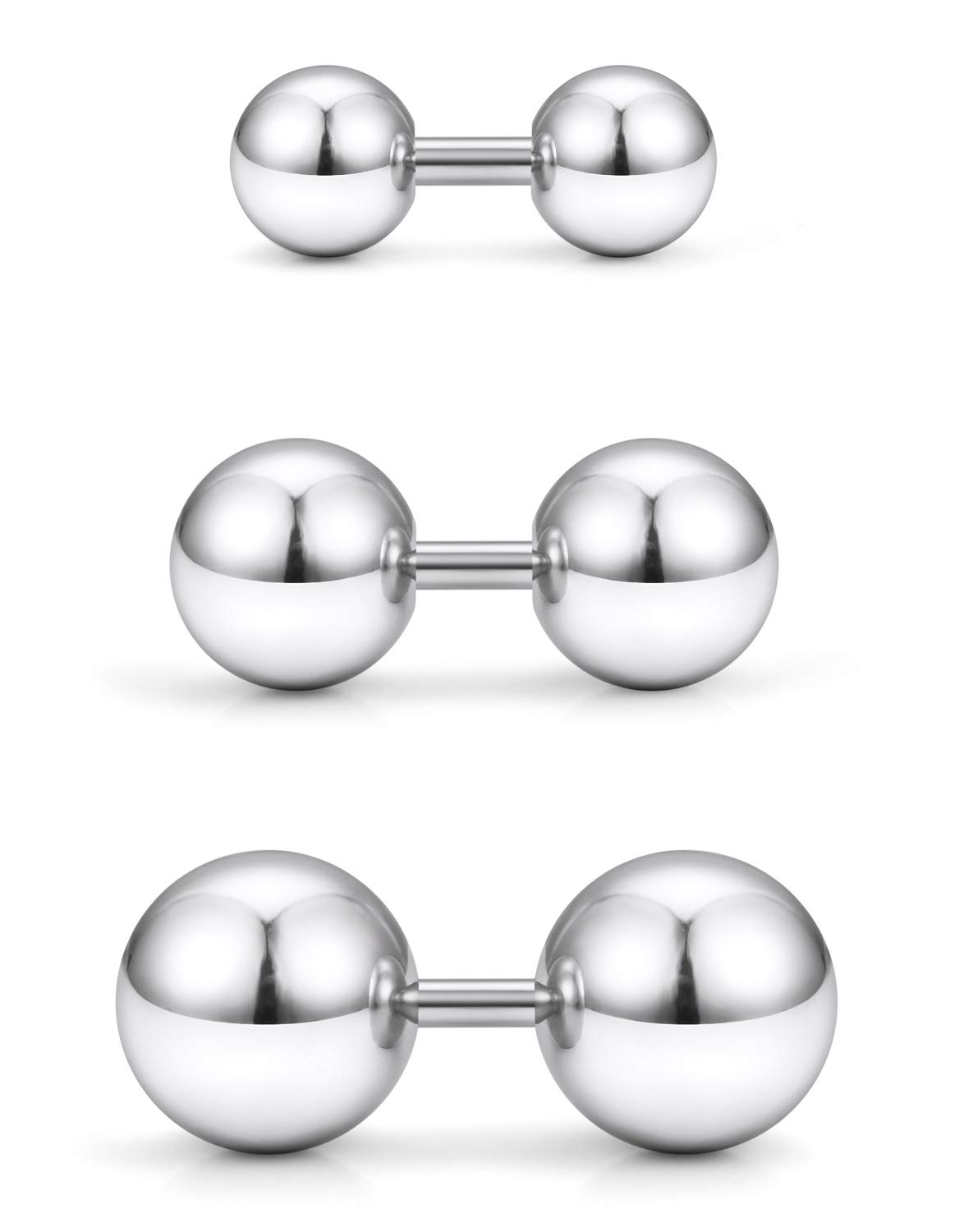 Yaalozei 12G Big Piercing Balls PA Ring Piercing Jewelry 316L Surgical Stainless Steel Externally Threaded Straight bar Barbell Tragus Helix Ring Cartilage Lobe Earring piercing Jewelry Women Men 6mm