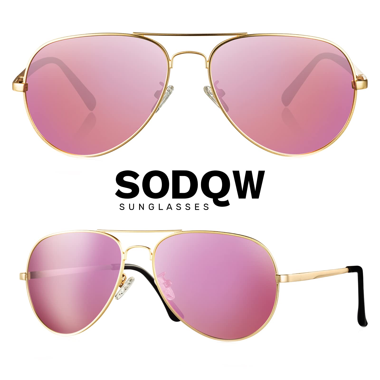 SODQW Aviator Sunglasses for Women Men Oversized with Metal Frame, Mirrored Polarized Aviator Sunglasses with UV Protection