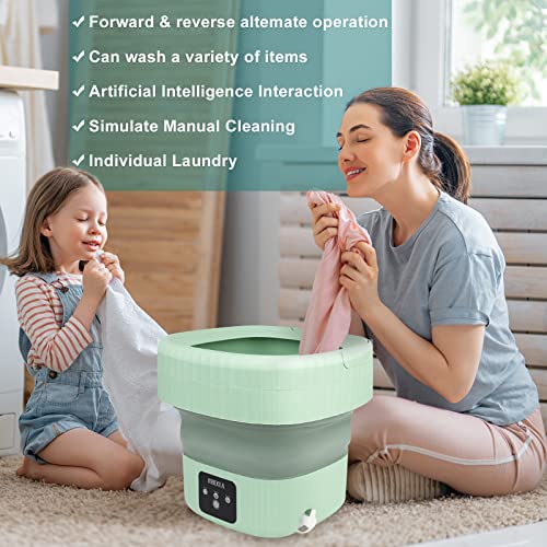 VAIPI Portable Washing Machine Mini Washer and Dryer Includes 4 Drying Racks Small Folding Washing Machine with Touch Screen and Drain Basket for Travel