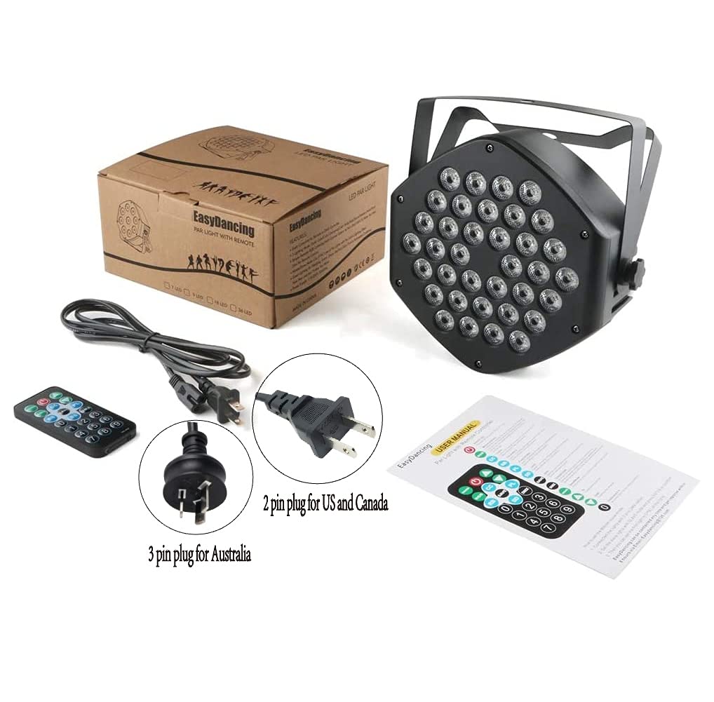 Stage Lighting, 36x1W LED Par Light RGB 7 Channel with Remote for DJ KTV Disco Party (4pcs)