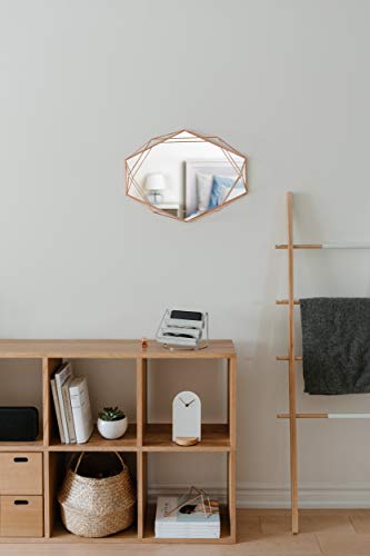 Umbra 358776-880 Prisma Modern Geometric Shaped Oval Mirror Wall Decor for Bedroom, Bathroom, Living, Dining Room, 22.5" Length x 17" Height x 3.75” Width, Copper