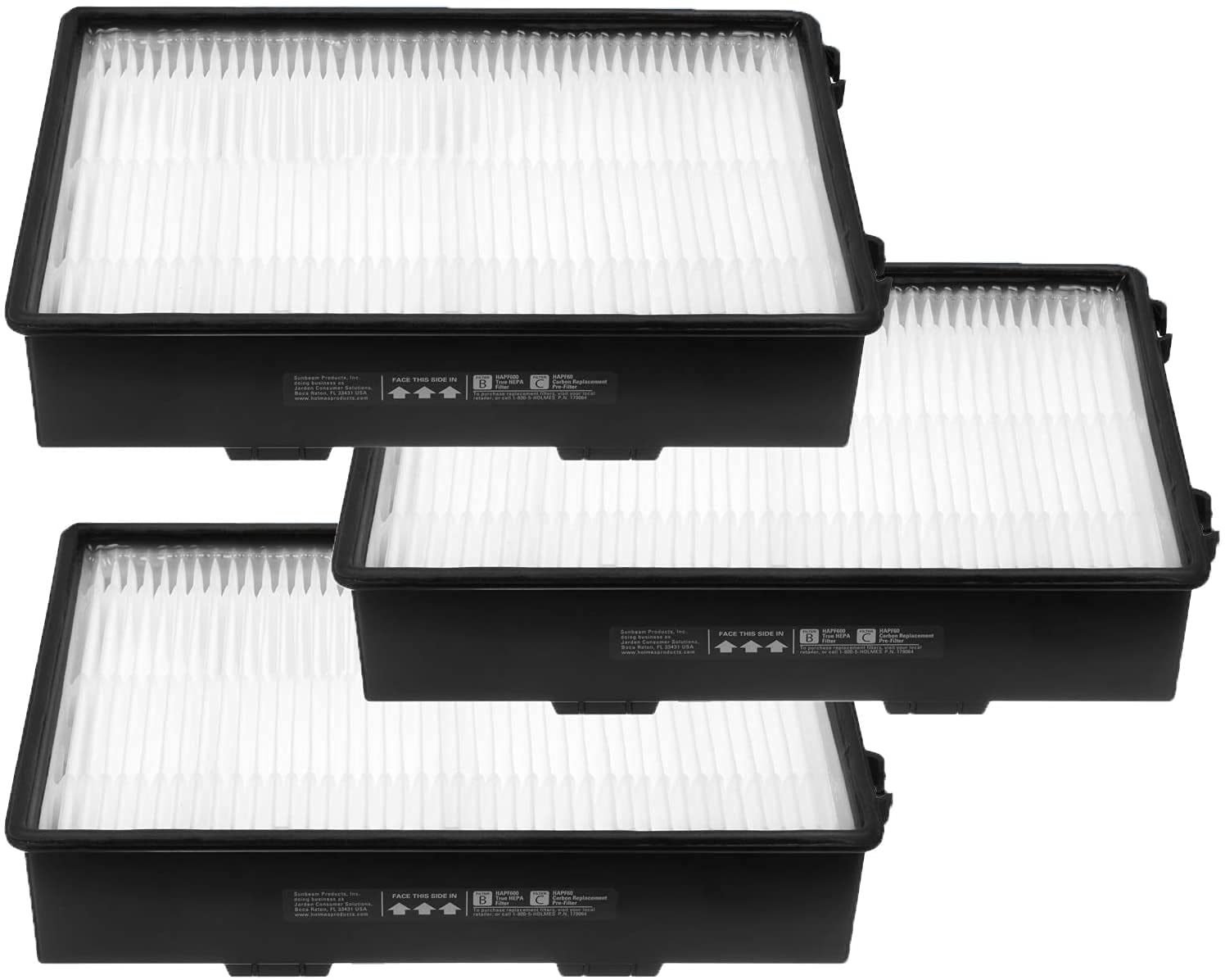 Upgraded HAPF600 HEPA Filter Replacement (3-Pack) by PartsBroz - Exact Fit for HAP8650B-U HAP616B-TU HAP616-TU Holmes Air Purifier - 9.75H x 6.5W x 2.5D in. - B Air Filter & Carbon Pre Filter