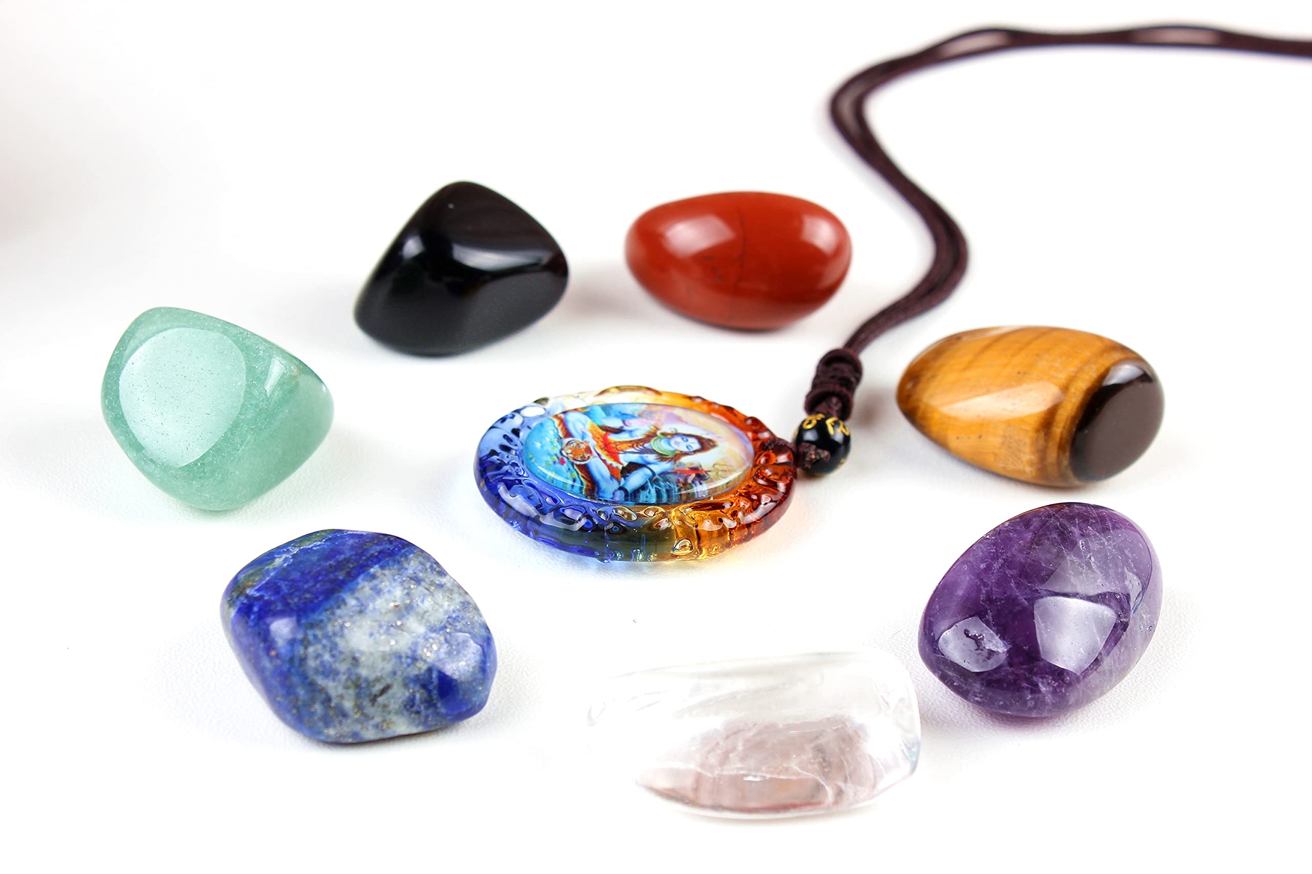 Yunoun Natural Healing Crystals and Chakra Stones Set with Amethyst Cluster, Thumb Worry Stone,Selenite,Pink Crystal Tree, Tourmaline,Large Rose and White Crystal for Cleaning Healing Energy,Reiki