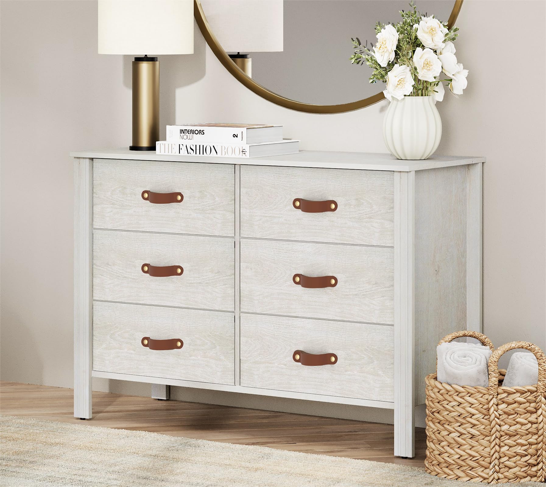 WAMPAT Kids Dresser for Bedroom, White Dresser with 6 Drawers, Baby Closet Storage Organizer Dressers & Chest of Drawers for Nursery, Living Room, Hallway