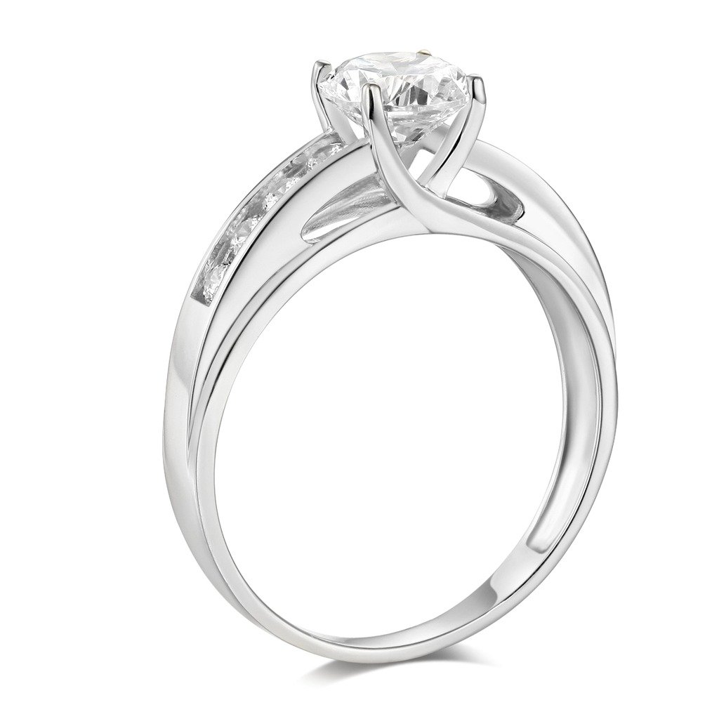 The World Jewelry Center .925 Sterling Silver Rhodium Plated Wedding Engagement Ring - Size 6.5