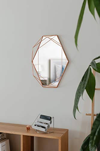 Umbra 358776-880 Prisma Modern Geometric Shaped Oval Mirror Wall Decor for Bedroom, Bathroom, Living, Dining Room, 22.5" Length x 17" Height x 3.75” Width, Copper