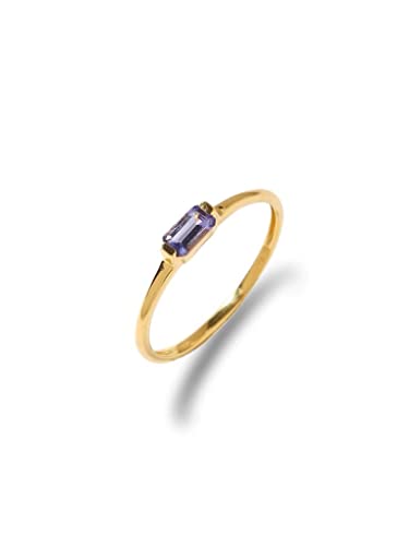 YoTreasure 0.34 ct. t.w. Half Bezel Set Octagon Tanzanite 10kt Yellow Gold Minimalist Solitaire Ring