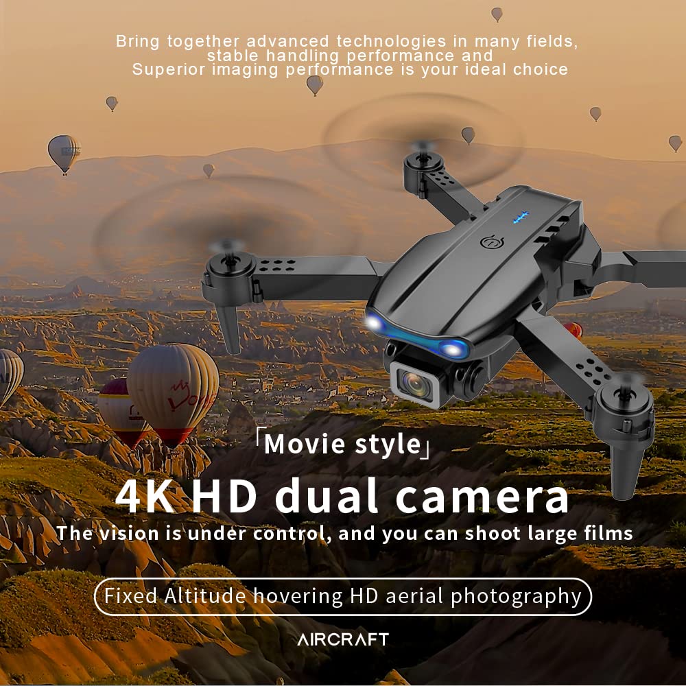 UAV, Drone, Obstacle Avoidance Helicopter, 4K HD Aerial Photography Remote Control Aircraft, Induction Height Fixing Aircraft, with Dual Cameras, Dual Batteries
