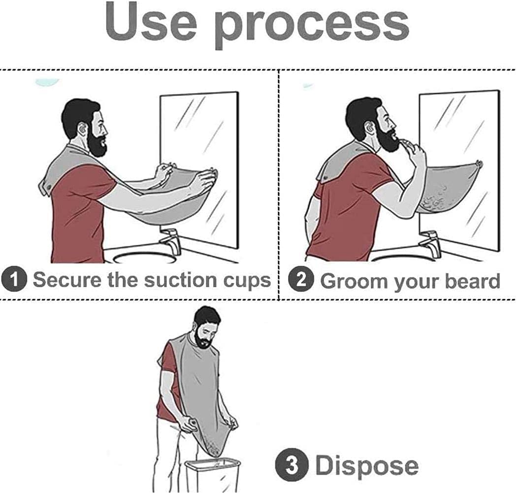 Yomitek Beard Apron Cape for Men Shaving and Trimming with Suction Cups Adjustable Neck Straps Beard Apron for Dad Father Husband Boyfriend Brother Gift