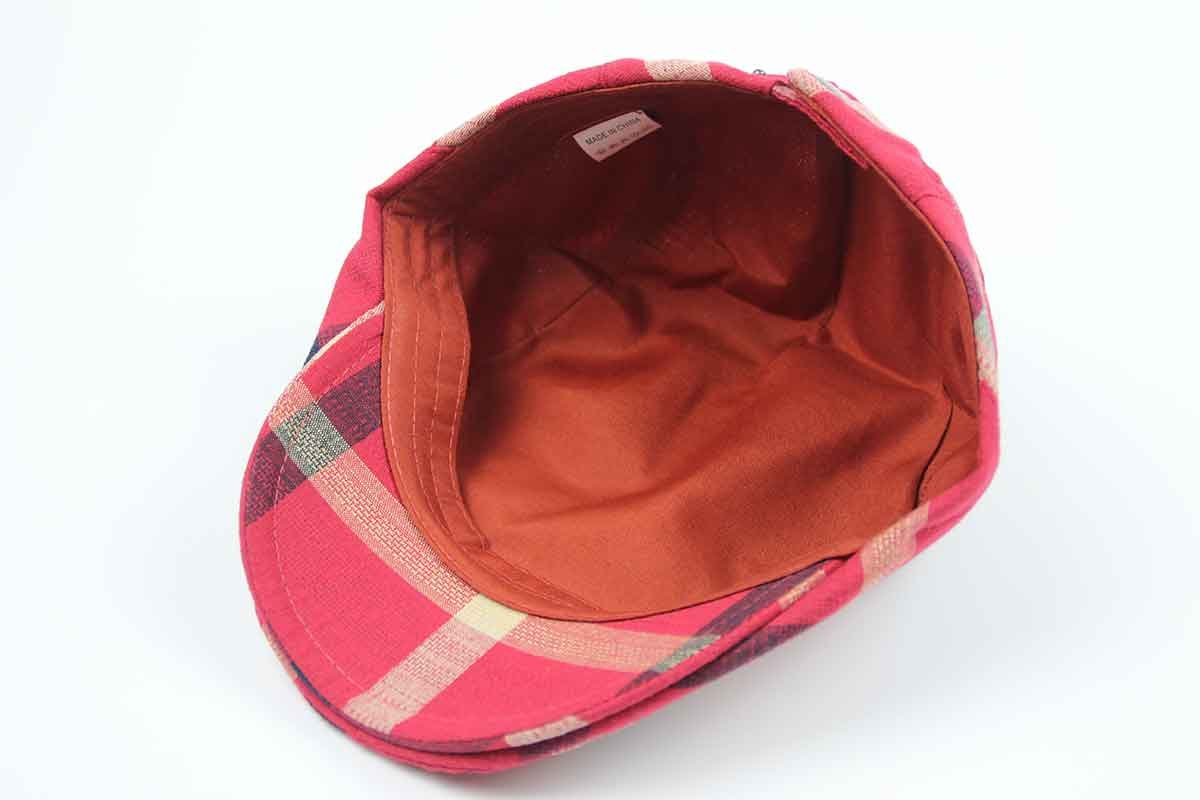 ZLSLZ 2 Pack Men's Plaid Cotton Flat Newsboy Ivy Cabbie Golf Gatsby Cap Hat Red Black