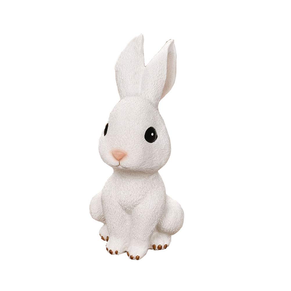 Vosarea Rabbit Ornament Craft White Bunny Resin Figurines Home and Garden Easter Decoration