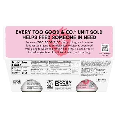 Too Good & Co. Strawberry Flavored Greek Yogurt Cultured Product, 5.3 OZ Cups