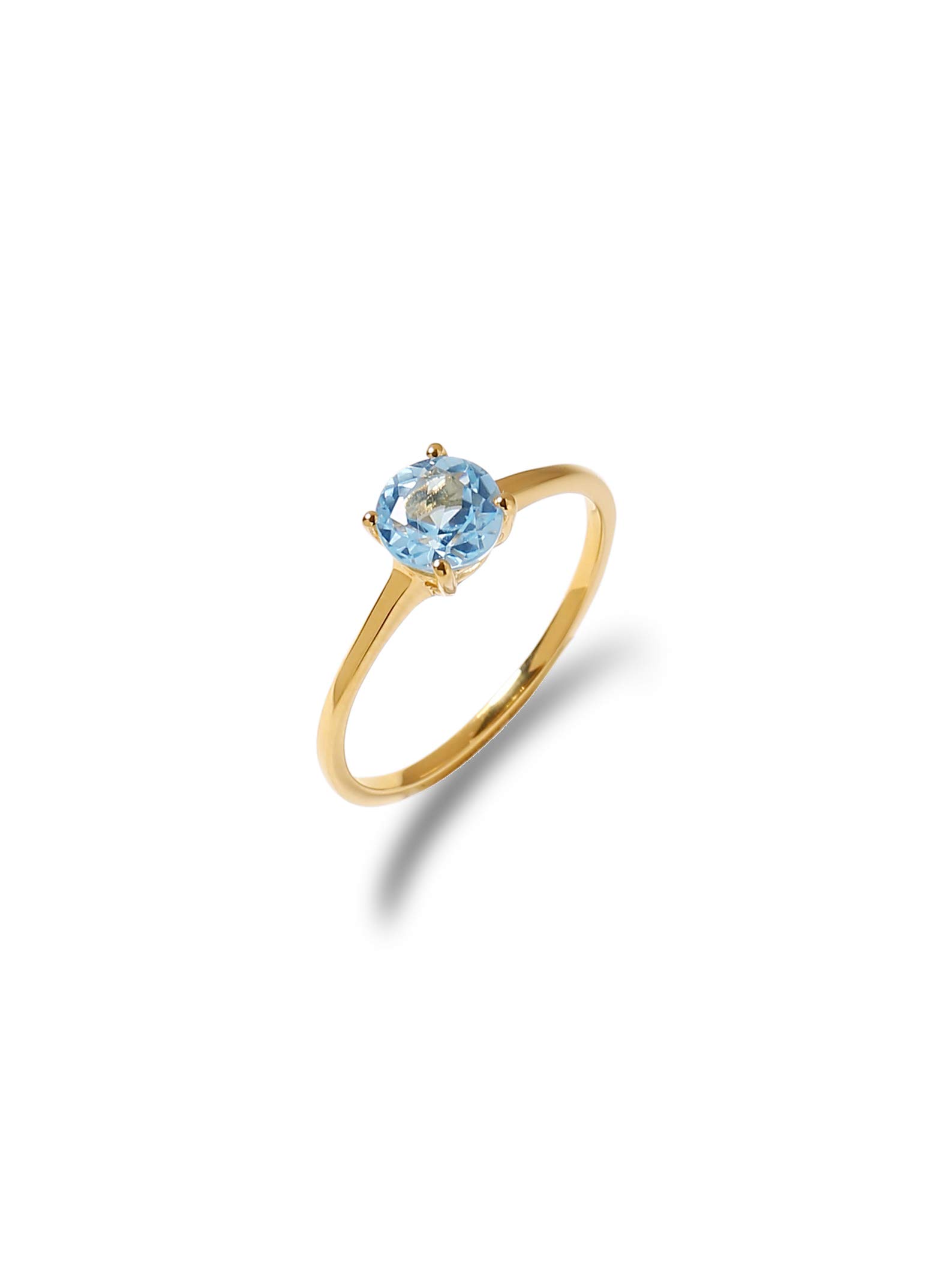 YoTreasure 10K Yellow Gold 1.03 Ct Blue Topaz Solitaire Ring