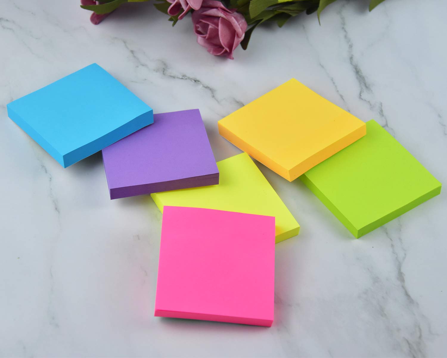 Sticky Notes 6 Bright Color 6 Pads Self-Stick Notes 3 in x 3 in, 100 Sheets/Pad