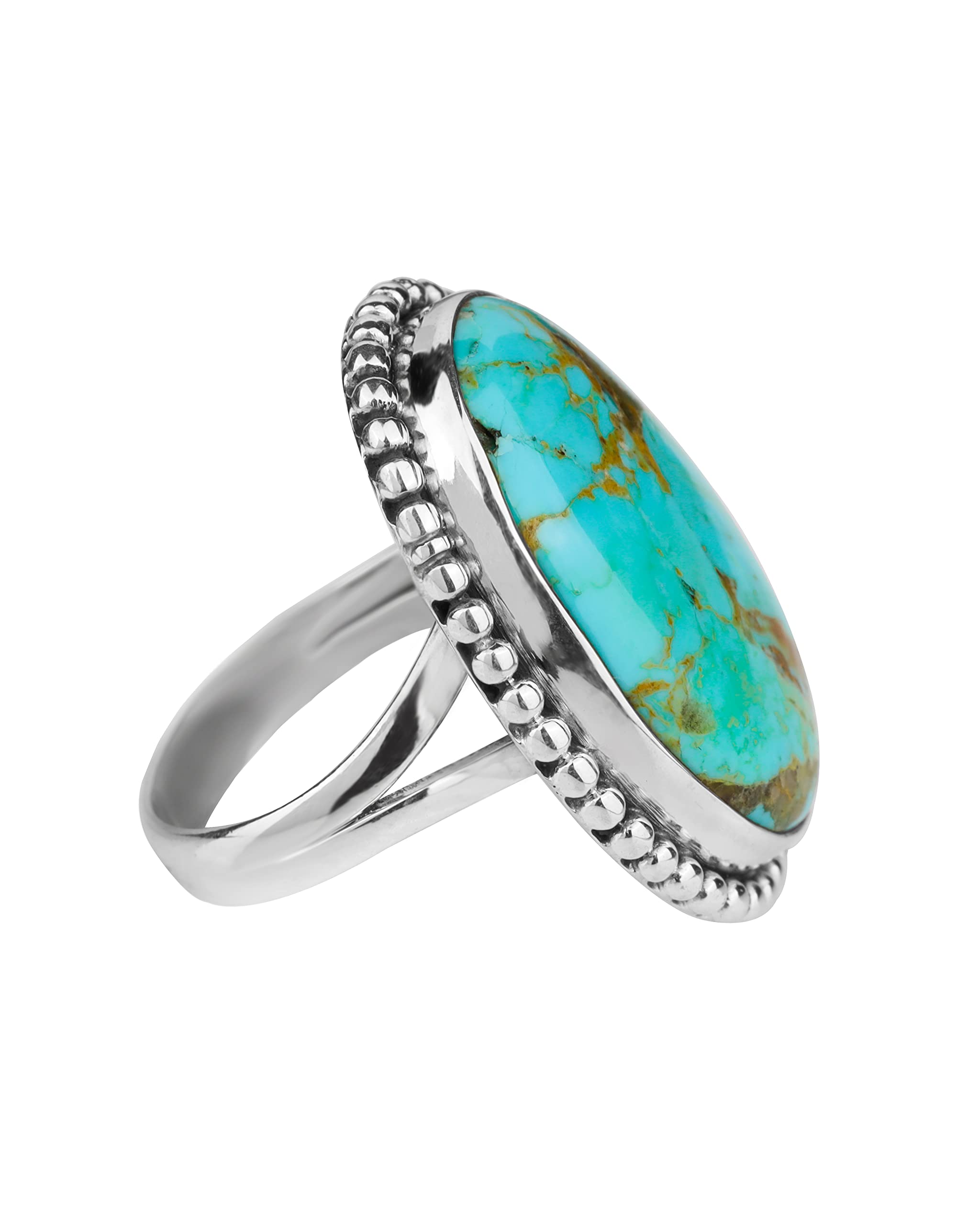 YoTreasure 18x25 MM Blue Mohave Turquoise Chunky Ring .925 Sterling Silver