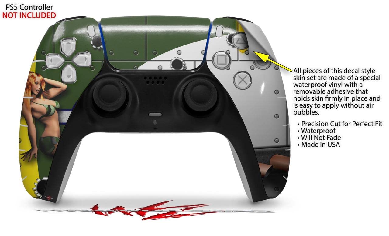 WraptorSkinz Skin Wrap compatible with Sony PS5 DualSense Controller WWII Bomber War Plane Pin Up Girl (CONTROLLER NOT INCLUDED)