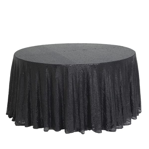 Tableclothsfactory 132" Wholesale Premium Table Cover Sparkly Sequin Round Tablecloth for Wedding Banquet Party Home Decor - Royal Blue