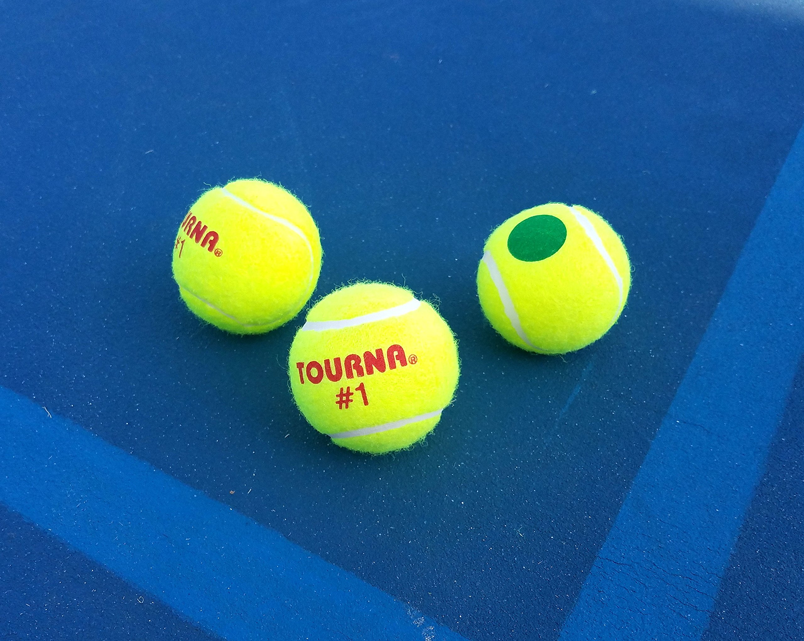 TOURNA 12 Pack Pressurized Green Dot Tennis Balls in a Pressurized Can, USTA Approved
