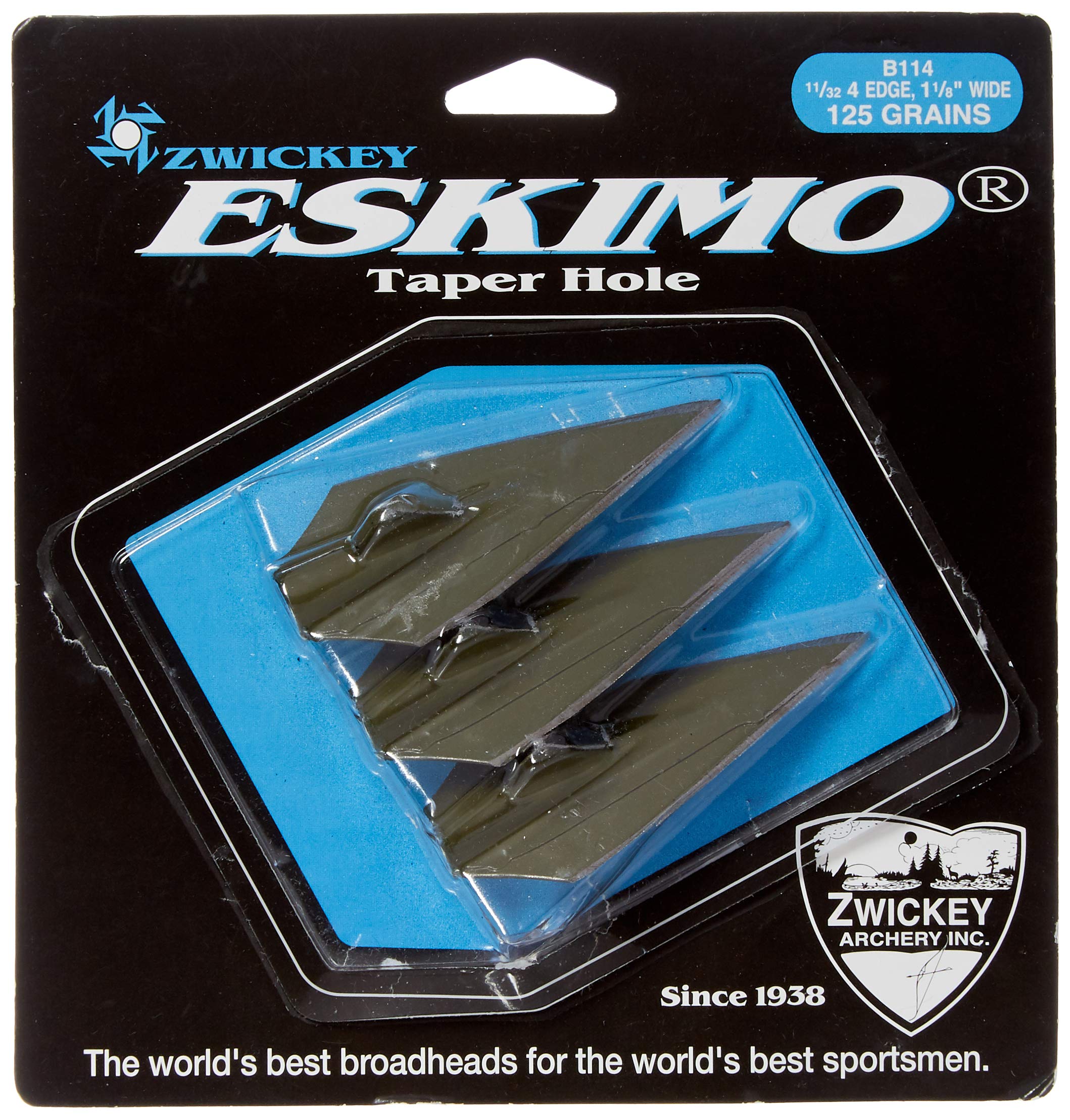 Zwickey Eskimo Broadhead Glue On 4 Blade 125 Gr. 3pk. Green