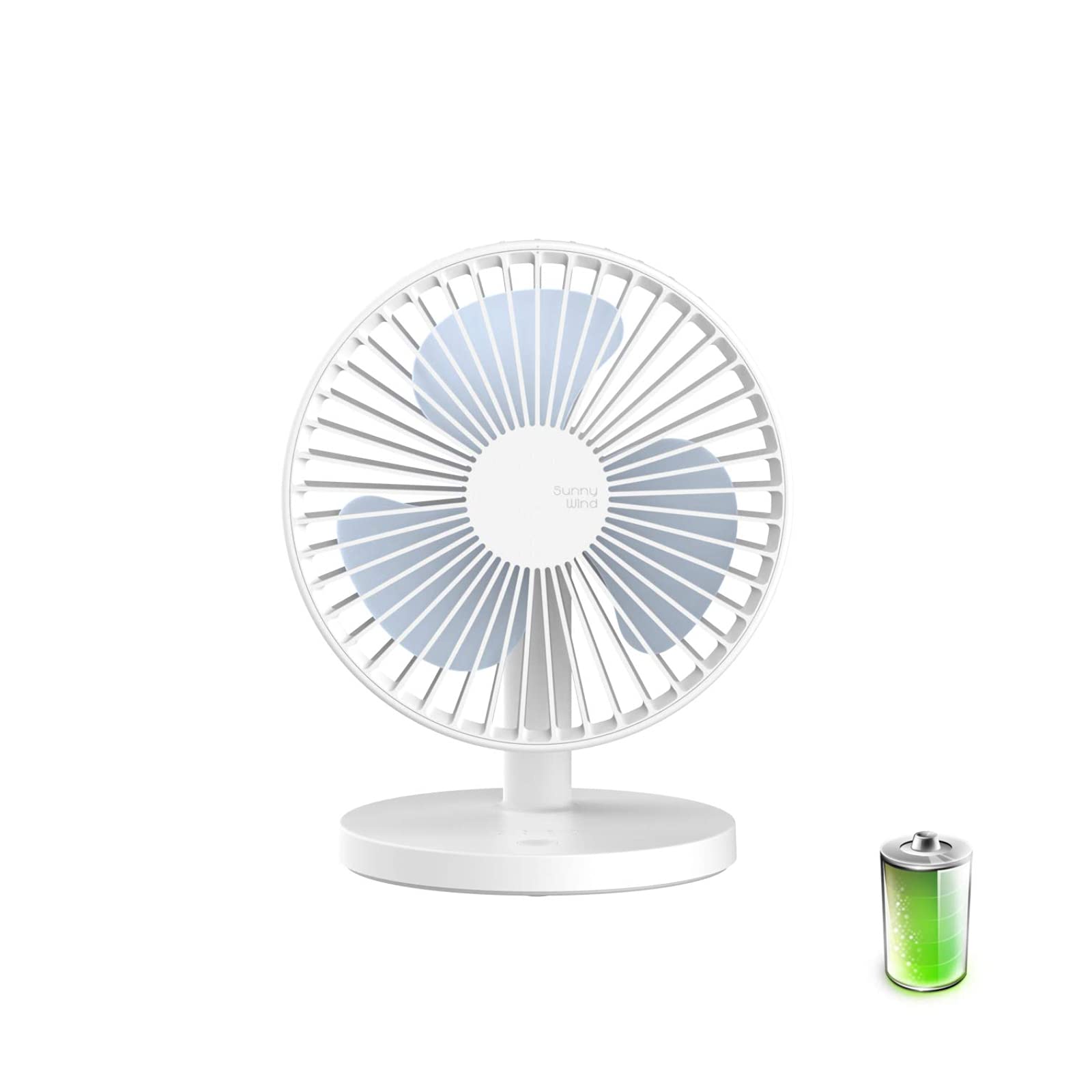 USB Desk Fan for office USB & Battery Powered Table Fan 3 Speeds Adjustable(9.25 x 7.28 x 5.67, White)