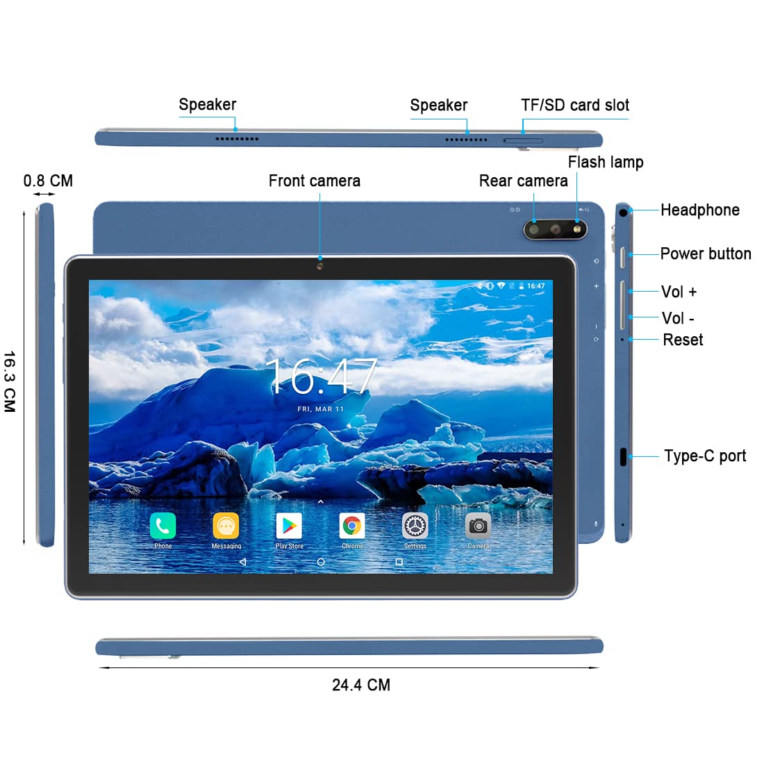 ZONMAI Tablet 10 Inch Android 10 5G WiFi, 2 in 1 Tablets with 1.6GHz Quad-Core Processor, 4GB RAM 64GB ROM, 10.1'' 1280x800 IPS HD Display, 8MP Camera, Bluetooth Keyboard Tablet PC