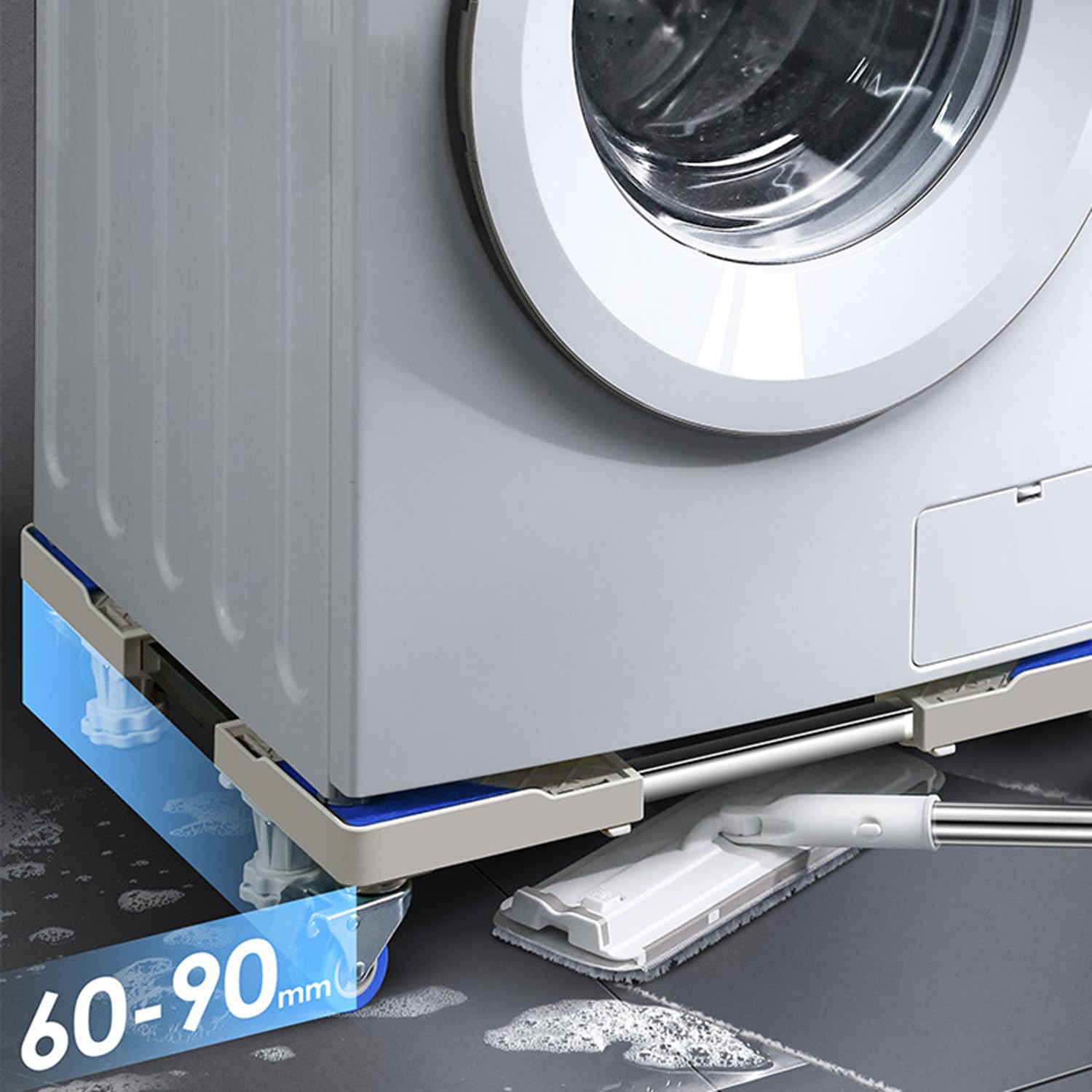 ShanSon Mini Fridge Stand Mobile Base With 4 Locking Refrigerator Wheels And 8 Strong Feet For Washer Dryer Washing Machine Stand Pedestal, Refrigerator Stand, Adjustable Appliance Dolly Square