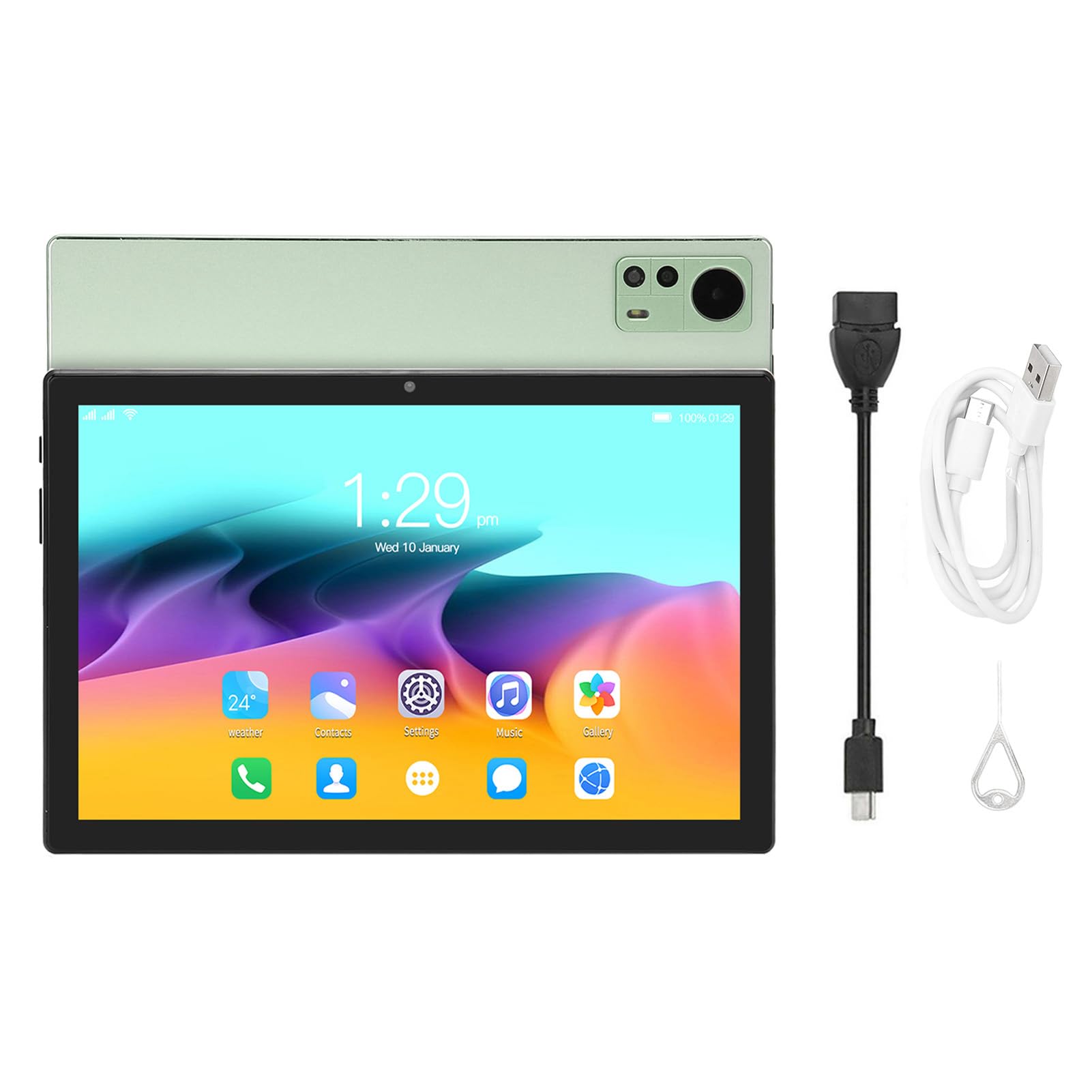 Tablet, 8800mAh 10.1 Inch HD Tablet 8GB 128GB Dual SIM Dual Standby Tab M10 for Android 11 for Study (Green)