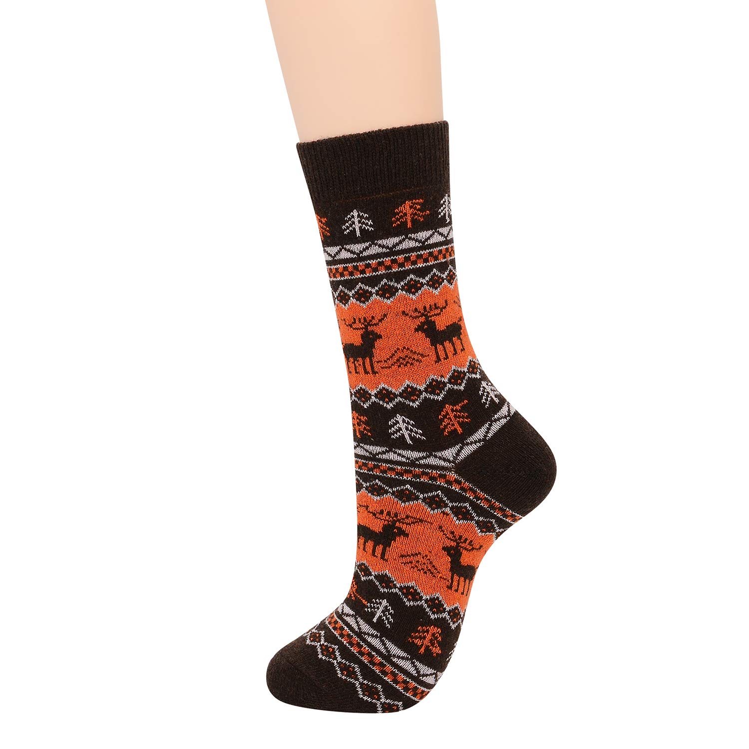 Zando Mens Wool Socks Athletic Socks Soft Warm Socks Thick Fall Winter Socks Crew Socks Knit Cozy Socks Hiking Socks Wool Socks for Men Christmas Deer Shoe Size:6-10
