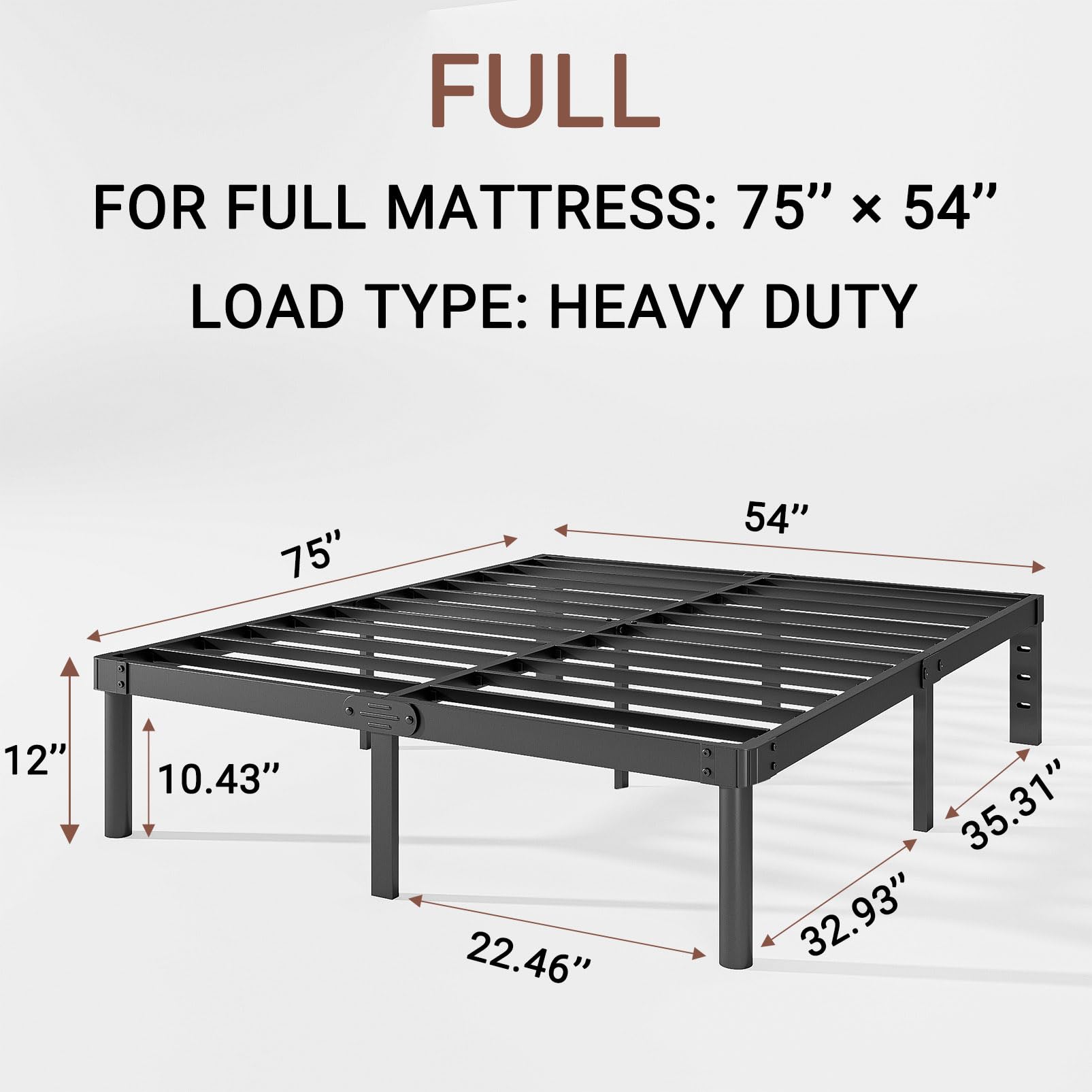 SunnyDaze 18 Inch High Heavy Duty Full Size Bed Frame Metal, Platform Bed Frame Full Size No Box Spring Needed, Easy Assembly, Noise Free, Black